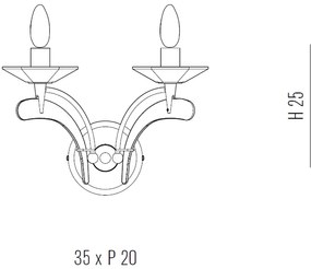 Metal Lux 197.102 Icaro, nástěnné svítidlo 2xE14, chrom/křišťálové sklo, výška 25cm