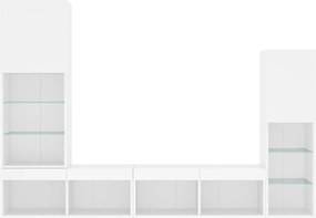 4dílná obývací stěna s LED osvětlením bílá kompozitní dřevo 3216654