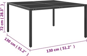 Zahradní stůl antracitový 130 x 130 x 72 cm ocel a sklo 313093