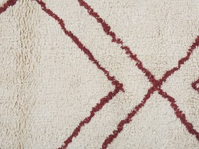 Bavlněný koberec 80 x 150 cm bílý/červený KENITRA Beliani