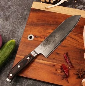 Kuchyňský Santoku nůž 7" Sunnecko 73 vrstev damaškové oceli