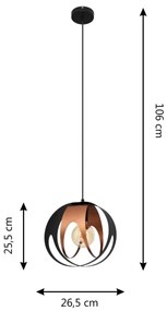 Lustr na lanku MOONLIGHT 1xE27/15W/230V černá/měděná
