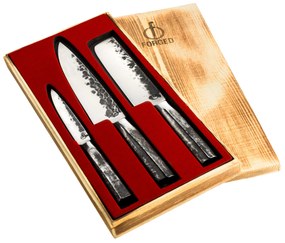 Ručně vyráběné nože z oceli Forged | Sun System 3-dílná sada nožů Intense