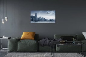 Obrazy na plátně Letadel mraky město 120x60 cm