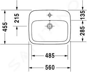 DURAVIT - DuraStyle Umyvadlo nábytkové 560x455 mm, s 1 otvorem pro baterii, bílá (0374560000)