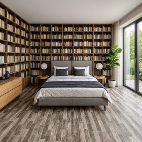 PVC podlaha - lino Toptex Line Oak 906L, na mieru, šíře 5m, šedá, filc, chodba / predsieň
