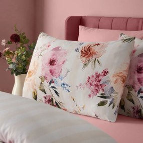 Krémové povlečení na jednolůžko 135x200 cm Floral Stripe – Catherine Lansfield