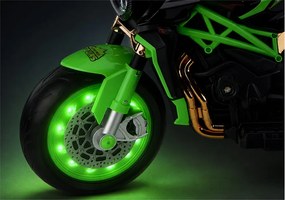 LEAN CARS Akumulátorový motocykl XW-07 s LED podsvícením kol, zelený