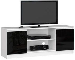 Stolek pod TV RTV 140 2D 1P bílý / černý, lesk