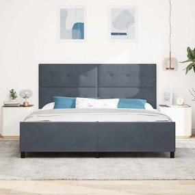 Postel s boxspringem s čelo Tmavě šedá 200 x 200 cm samet 3344964