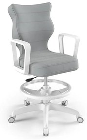 NORM Dětská otočná židle s područkami a podnožkami pro děti o výšce 146-176 cm, šedá barva | Entelo