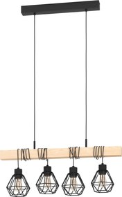 EGLO Závěsné svítidlo TOWNSHEND, hnědá/černá, E27, 700 x 200 x 1100 mm