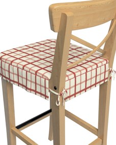 Sedák na židli IKEA Ingolf - barová barva červená látka vzorované