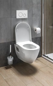 Sapho , Závěsné WC NERA s podomítkovou nádržkou a tlačítkem Schwab, bílá, NS952-SET5