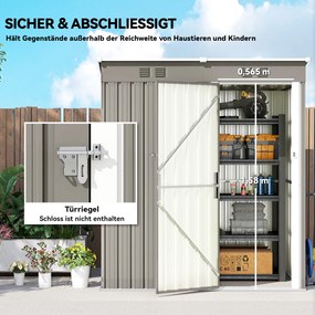 Outsunny Kovový domek na nářadí 1,37 m², uzamykatelný kůlna na nářadí s ventilací Sedlová střecha Rukavice, 163 x 90 x 179 cm