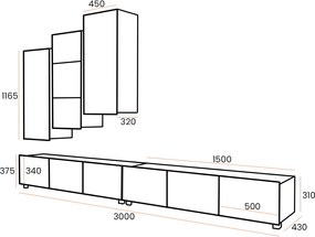 GAB Obývací stěna LORONA 17, Bílá 300 cm