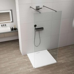Polysan Esca - Sprchová stěna Walk-In 100x210 cm, Antidrop, čiré sklo/gun metal ES1010-12