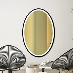 Zrcadlo Nordic Oval Black LED - gold glass Rozměr: 50 x 70 cm