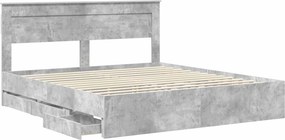 Rám postele s čelo Betonově šedá 180 x 200 cm Inženýrské dřevo 3409830
