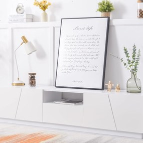 GL Store TV stolek 170 cm s lesklými dvířky, bílý