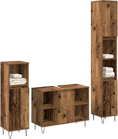 Sada koupelnového nábytku 3 ks Staré dřevo 30 x 30 x 180 cm 3378507