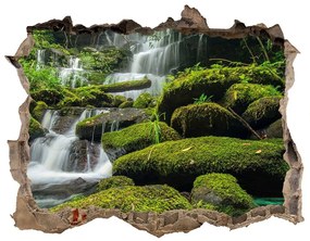 Wallmuralia Díra 3D ve zdi na stěnu Vodopád v lese 95x64 cm