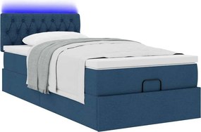 Osmanská postel s matrací &amp; LED modrá 90x200 cm látka 3312366