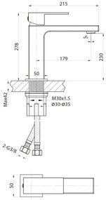 Sapho - Umyvadlová baterie CUBEMIX 27,8 cm matná černá
