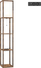 HOMCOM LED stojací lampa se 3 policemi, stojací lampa s objímkou E27, 26 x 160 cm, pro obývací pokoj/ložnici