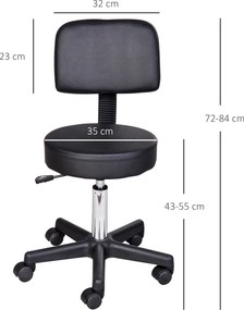 HOMCOM Rolling stool Pracovní stolička Kosmetická stolička Otočná stolička Stolička Profesionální salon | Aosom