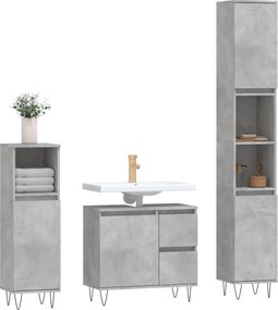 vidaXL 3dílný set koupelnového nábytku kompozitní dřevo [3190225] Barva: šedá sonoma