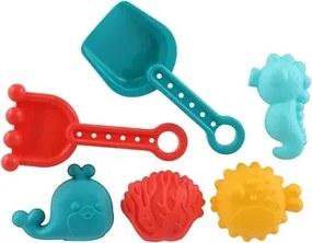 TEDDIES Sada na písek 4 ks / Lopatka, hrabičky, 2 formičky / Plast / V