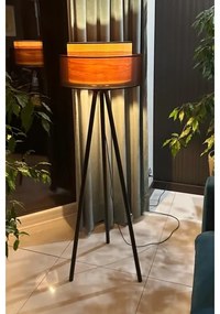 Duolla - Stojací lampa WOOD BOHO 1xE27/15W/230V pr. 45 cm černá/béžová
