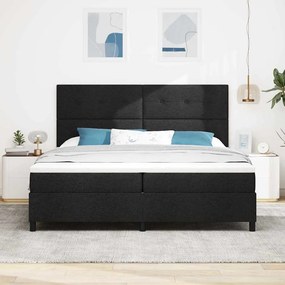 Postel s boxspringem s čelo Černá 200 x 200 cm textil 3339415