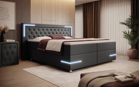 K&M postele Boxspring postel CARLOTTA bez úložného prostoru s LED Velikost postele: 120 × 200 cm, Výběr matrace: Taštičková zónová matrace - měkká (7…