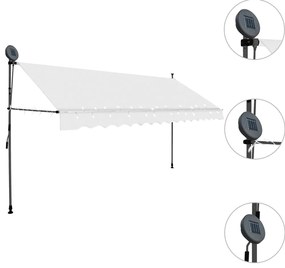 vidaXL Marketos Ručně zatahovací markýza s LED světlem 350 cm krémová
