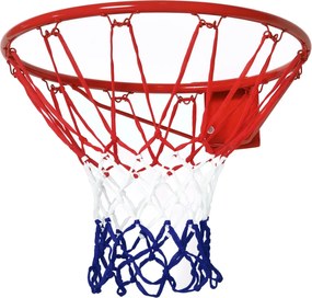 HOMCOM Basketbalový koš, Vnitřní & Venkovní s obvodem 46 cm a sítí, Nástěnný montážní koš pro teenagera a dospělé, Červená + Modrá + Bílá | Aosom