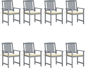 vidaXL Zahradní židle s poduškami 8 ks masivní akáciové dřevo [3078234] Barva: krémová