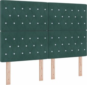 Postel s boxspringem s čelo Tmavě zelená 140 x 200 cm samet 3344882