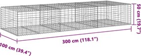 Gabionový koš s víkem 300 x 100 x 50 cm pozinkované železo 3295180