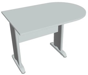 Stůl jednací oblouk 120 cm - Hobis Cross CP 1200 1 Dekor stolové desky: šedá, Dekor lamino podnože: šedá, Barva nohou: Stříbrná