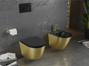Mexen Lena bidet závěsný, černý mat/zlatý vzor linie - 35224877