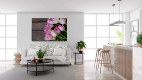 Malvis ® Obraz Tulipány na dřevě Velikost (šířka x výška): 120x80 cm