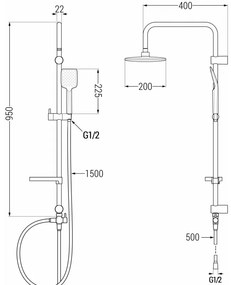 Mexen sprchový set X62 s horní hlavicí 20x20 cm, chromová, 798626291-00