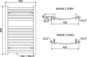 Mexen Helios, elektrické topné těleso 800 x 500 mm, 600 W, bílá, W103-0800-500-2600-20