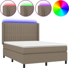 Box spring postel s matrací a LED taupe 140x190 cm textil 3138473