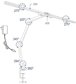 LED Stmívatelná flexibilní stolní lampa LED/24W/230V 3000-6500K CRI 92 černá