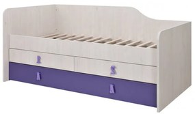 Dětská postel Numero 90 2F levá - dub bílý/fialová