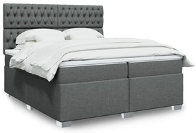 Box spring postel s matrací tmavě šedá 200x200 cm textil 3290603
