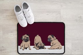 Rohožka three pugs, 90 x 60 cm